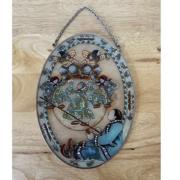 Amia | Accents | Amia Stained Glass Oval Suncatcher Asian Indigenous ...